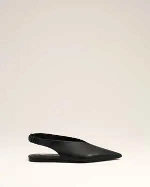 AMI Paris Lamb Leather Pointed Toe Slingbacks - Black