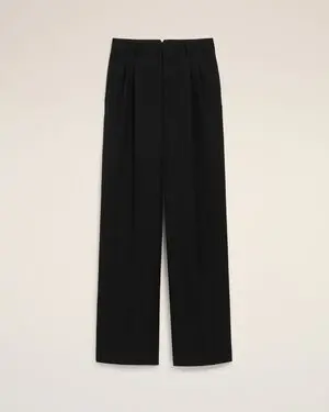 AMI Paris Wool Canvas Wide Leg Trousers - Black