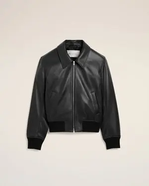 AMI Paris Lamb Leather Zipped Jacket - Black