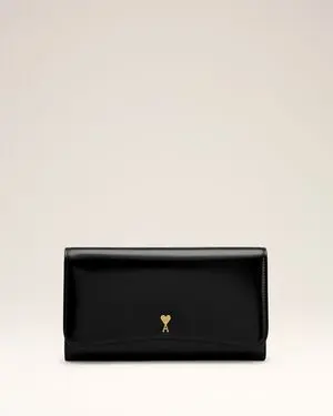 AMI Paris Cow Leather Paris Paris Continental Wallet - Black