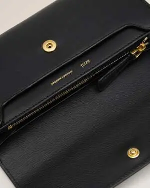 AMI Paris Smooth Leather Carrousel Continental Wallet - Black