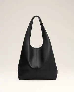 AMI Paris Etienne Soft Leather Hobo Bag - Black