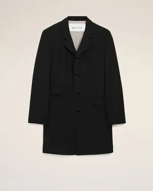 AMI Paris Wool Straight Single-breasted Jacket - Black