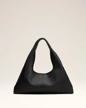 AMI Paris Soft Leather Etienne Shoulder Bag - Black