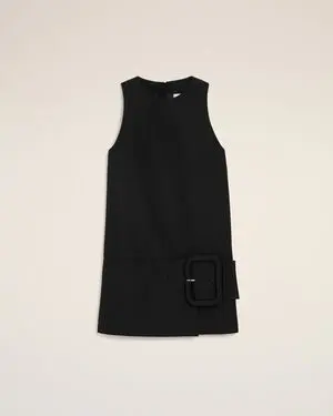 AMI Paris Wool Mini Dress With Buckle Detail - Black