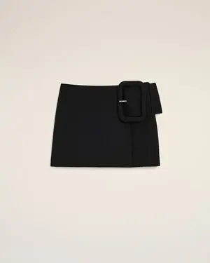AMI Paris Big Buckle Belted Mini Skirt