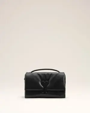 AMI Paris Cowhide Leather Voulez-vous Bag With De Coeur Clasp - Black