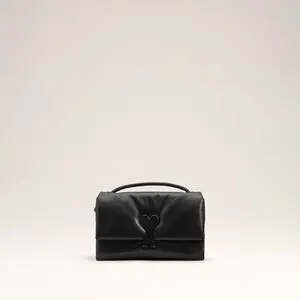 AMI Paris Cowhide Leather Voulez-vous Bag With De Coeur Clasp - Black