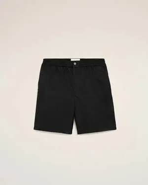 AMI Paris Nylon Elasticated Waist Shorts With De Coeur Stud - Black