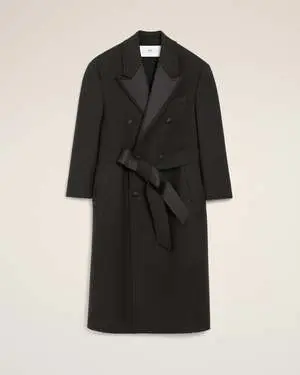 AMI Paris Double Breasted Long Coat - Anthracite
