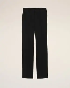 AMI Paris Wool Gabardine Straight Trousers - Black