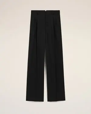 AMI Paris Wool Gabardine Straight Trousers - Black