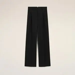 AMI Paris Wool Gabardine Straight Trousers - Black