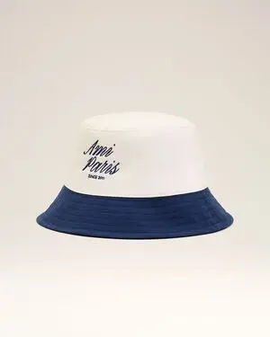 Ami Blue And White Cotton Hat Blue