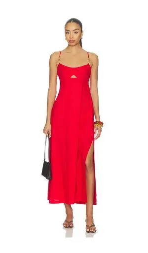 Minkpink Twist Front Maxi Dress With Adjustable Shoulder Straps - Red