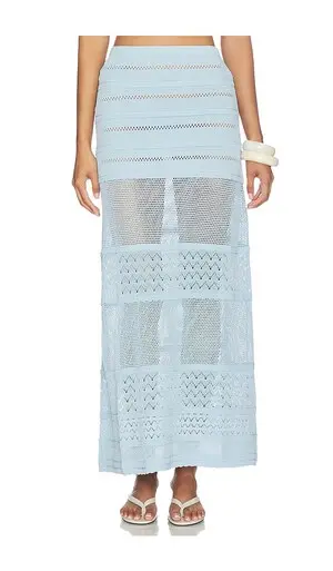 Devon Windsor Yasmin Crochet Knit Maxi Skirt - Celeste