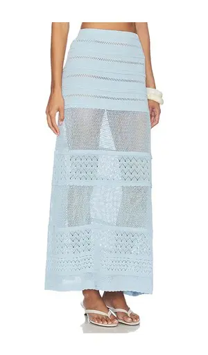 Devon Windsor Yasmin Crochet Knit Maxi Skirt - Celeste