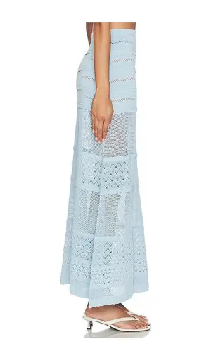 Devon Windsor Yasmin Crochet Knit Maxi Skirt - Celeste
