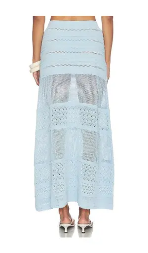 Devon Windsor Yasmin Crochet Knit Maxi Skirt - Celeste