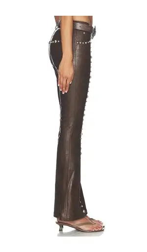 MARKGONG Faux Leather Studded Flared Pants