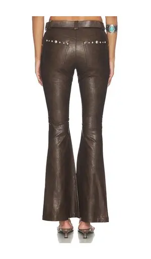 MARKGONG Faux Leather Studded Flared Pants