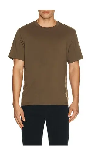 FRAME Short Sleeve Light Cotton Tee In Brown - Deep Olive