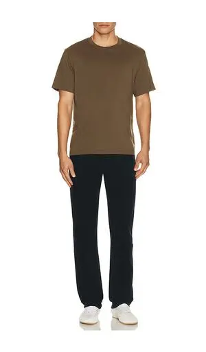 FRAME Short Sleeve Light Cotton Tee In Brown - Deep Olive