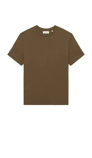 FRAME Short Sleeve Light Cotton Tee In Brown - Deep Olive