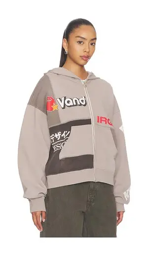 VANDYTHEPINK Paneled Graphic Zip Up Hoodie