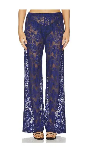 Amanda Uprichard Lace Wide Leg Pants - Navy