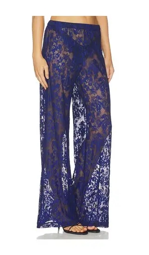 Amanda Uprichard Lace Wide Leg Pants - Navy