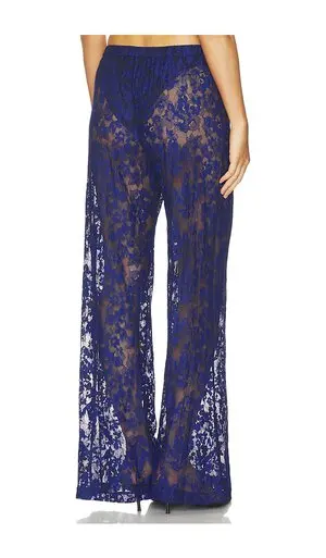 Amanda Uprichard Lace Wide Leg Pants - Navy