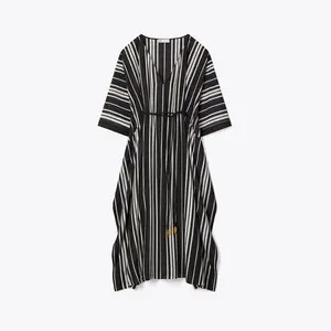 Tory Burch Belted Striped Silk Caftan