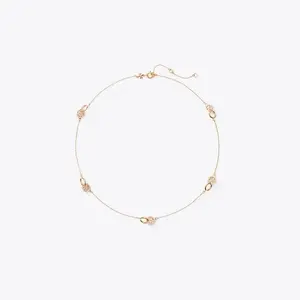 Tory Burch Icon Pavé Interlocking Necklace - Tory Gold/crystal