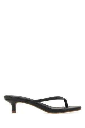 Tkees Leather Julia Thong Mules - Black