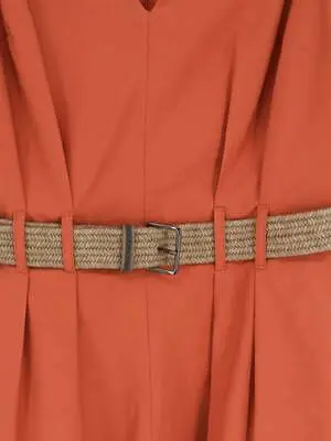 Brunello Cucinelli V-neck Mini Dress With Belt