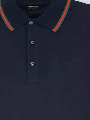Gucci Cotton Polo With Nastro Web Detail On The Collar