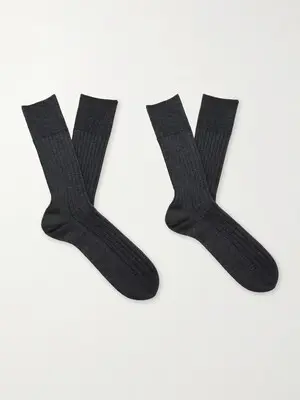 Falke Set Of Two Ribbed Cashmere-blend Socks - Gray