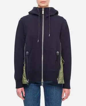 Sacai Nylon-blend Hoodie With Zipper Detail - Blu