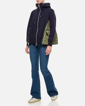 Sacai Nylon-blend Hoodie With Zipper Detail - Blu