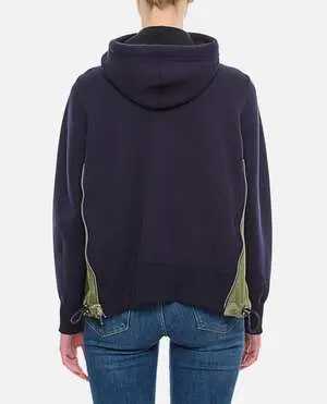 Sacai Nylon-blend Hoodie With Zipper Detail - Blu