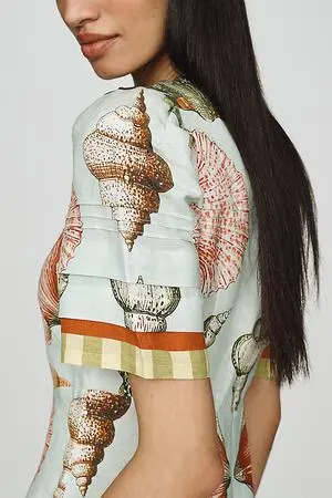 Hunter Bell Casey Linen Blend Dress With Shell Print