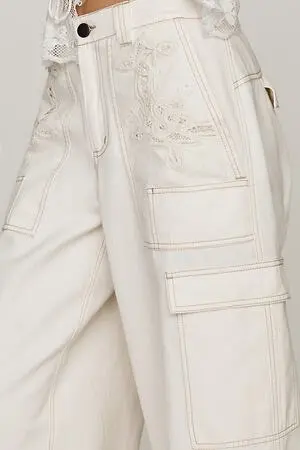 Anthropologie Cotton High Rise Lace Utility Pants