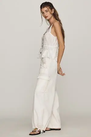 Anthropologie Cotton High Rise Lace Utility Pants
