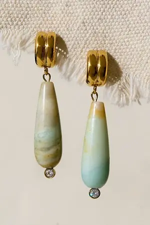 KOZAKH Blunt Droplet Earrings - Amazonite