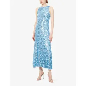 DIMA AYAD Sequin Racer Back Maxi Dress