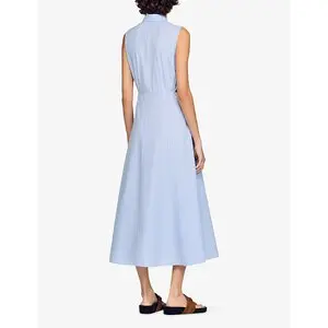 Sandro Striped Sleeveless Cotton Maxi Dress - Sky Blue