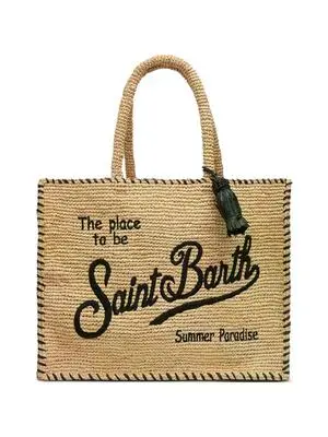 MC2 SAINT BARTH Embroidered Raffia Tote Bag