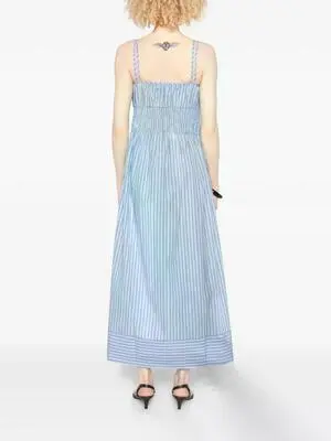 BOSS Striped Smocked Midi Dress