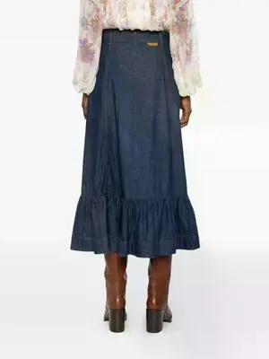 Zimmermann Aster Ruffled Denim Maxi Skirt